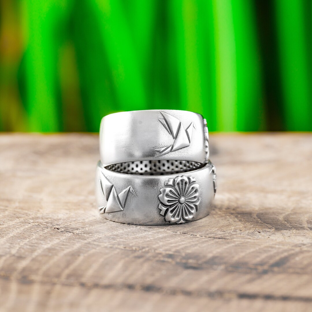 Silver Cherry Blossom Ring Japanese Origami Ring Sterling Sakura Flower ...