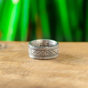 Wide Maori Ring, Silver Hawaiian Ring, Men Samoan Polynesian Ring ...