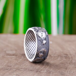 Namakubi Geisha Ring Unique Japanese Art Ring Handmade Sterling Silver ...
