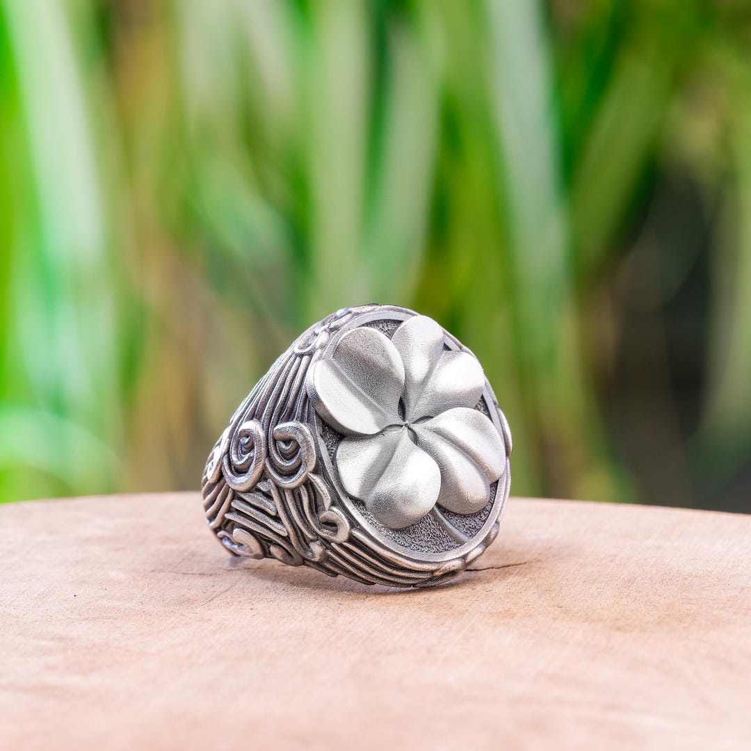 4 Leaf Clover Signet Ring, Sterling Silver Lucky Ring, Irish Rings for ...