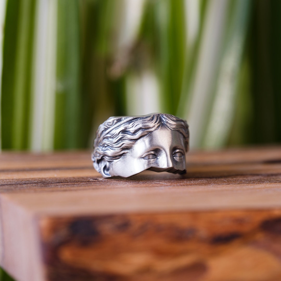 Silver Goddess Venus Rings for Mens Aphrodite Eyes Pinky Ring Sterling Goddess Mythology Lovers ...