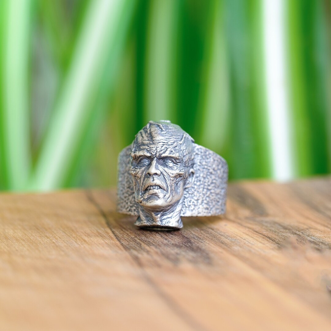 Gothic Zombie Rings for Men Horror Skull Ring Sterling Silver Biker ...