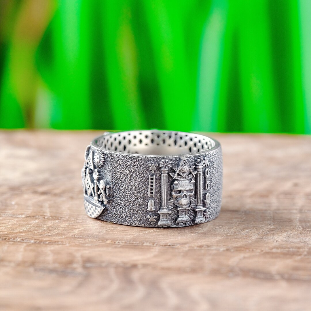 Masonic Band Ring, Freemason Ring, 925 Sterling Silver Mason Jewelry ...
