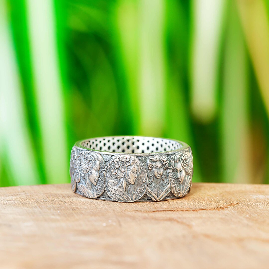 Sterling Silver Geisha Ring – Japanese Art Jewelry - Etsy