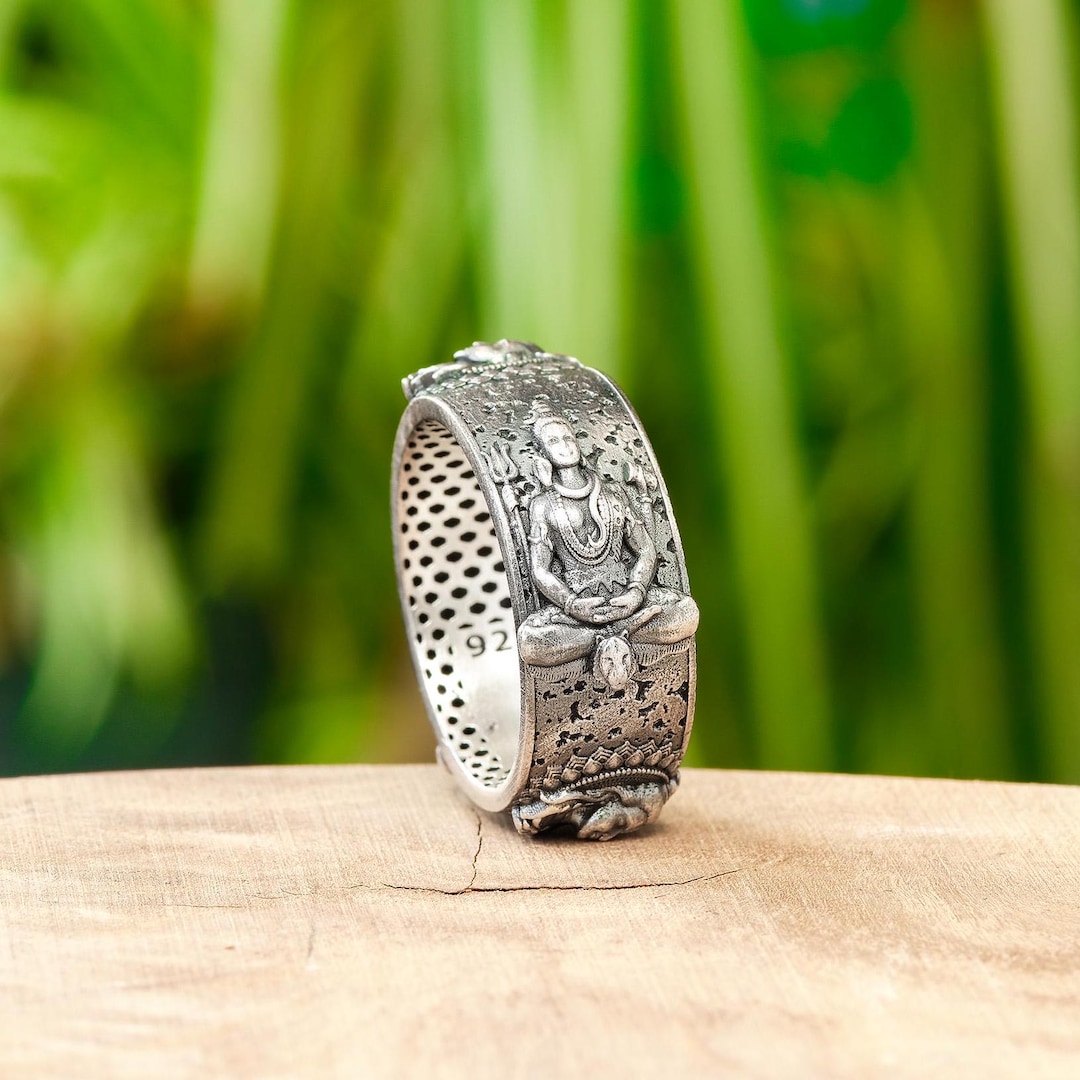 Silver Shiva Ring, Sterling Lord Shiva Mahadev Band, 925 Spiritual ...