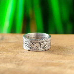 Wide Maori Ring, Silver Hawaiian Ring, Men Samoan Polynesian Ring ...