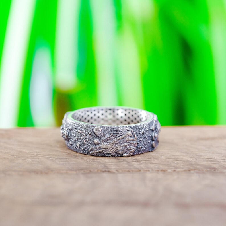 Saint Michael Archangel Ring, Oxidized Sterling Silver Religious Band ...