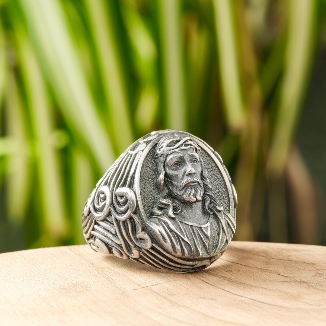 Jesus Christ Signet, Crucifixion Silver Ring, Religious Statement Ring ...
