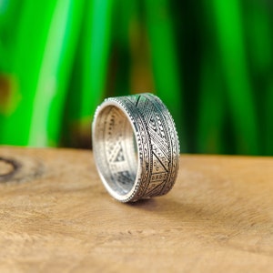 Wide Maori Ring, Silver Hawaiian Ring, Men Samoan Polynesian Ring ...