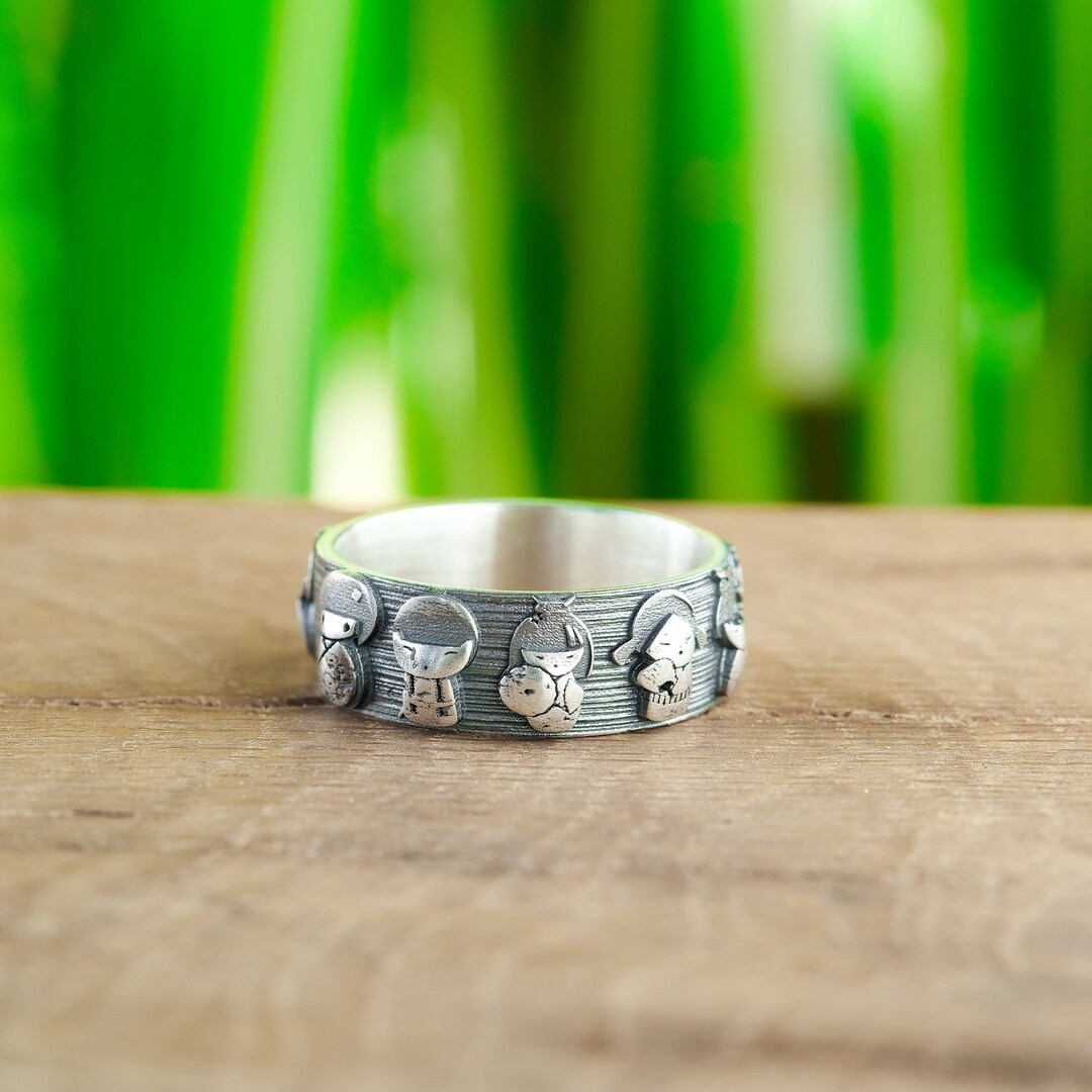 Dainty Kokeshi Doll Ring Japanese Art Rings for Men & Womens Silver ...