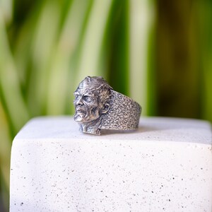 Gothic Zombie Rings for Men Horror Skull Ring Sterling Silver Biker ...