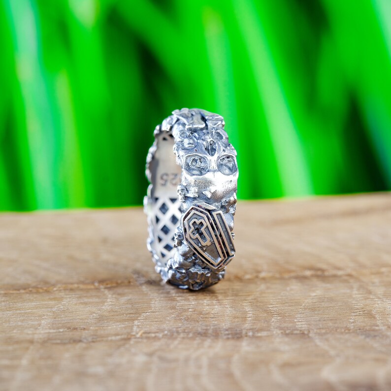 Sterling Silver Skull Ring, Catacombs Coffin Band, Handmade Jewelry - Etsy