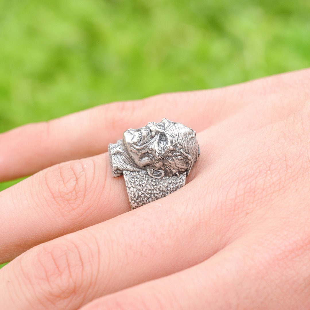 Gothic Zombie Rings for Men Horror Skull Ring Sterling Silver Biker ...
