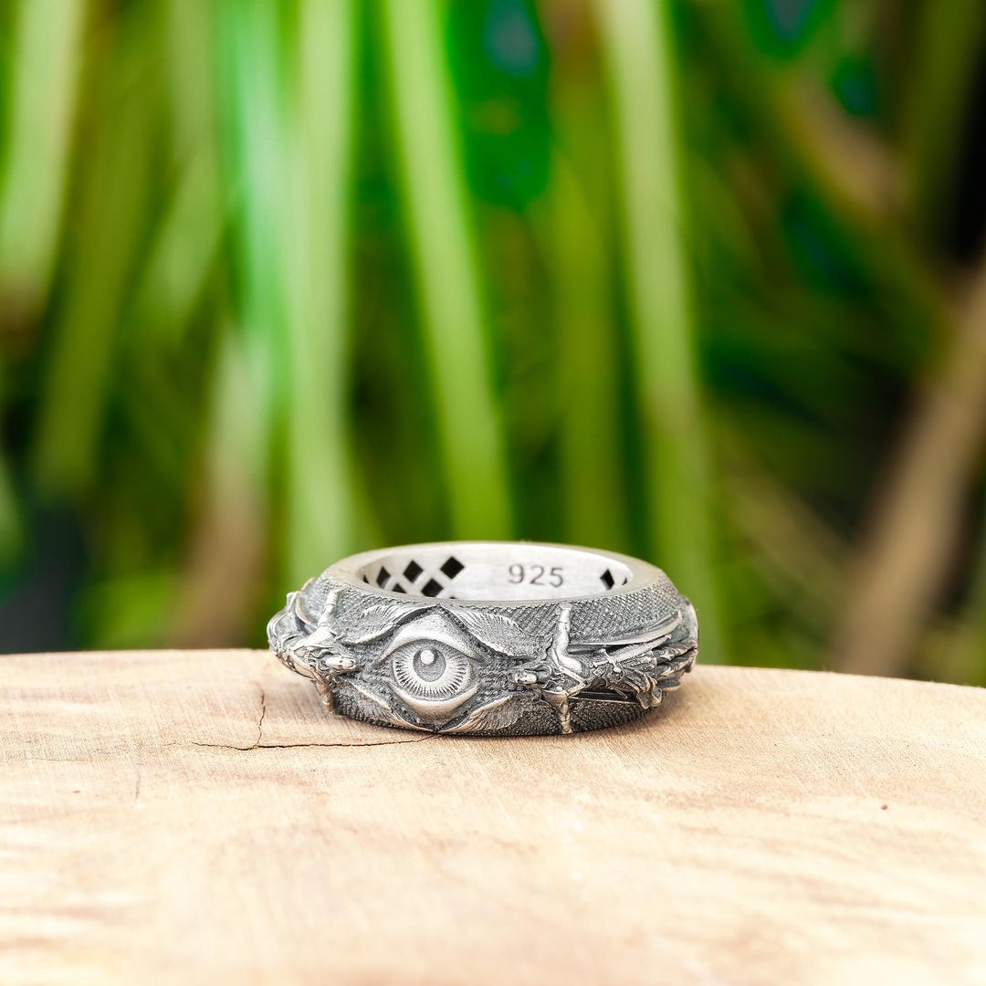 St Michael Ring 925 Silver Eye Rings for Men Archangel Catholic Ring ...