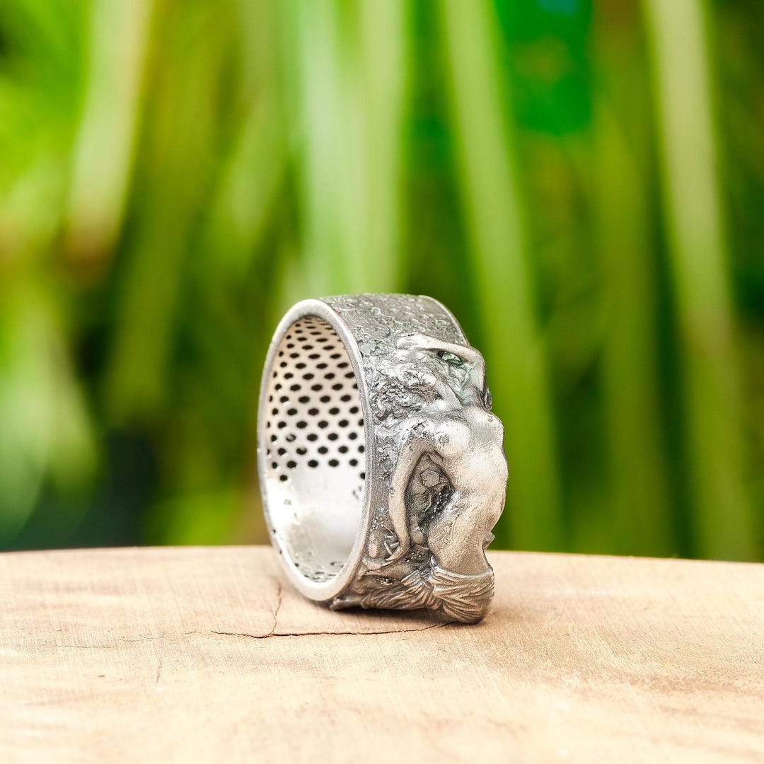 Recumbent Bacchante Ring, Greek Mythology Pinky Ring Sterling Silver Fantasy Ring for Boyfriend ...