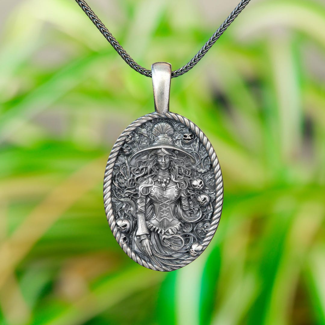 Witch Necklace, Gothic 925 Sterling Silver Pendant, Handmade Wiccan ...