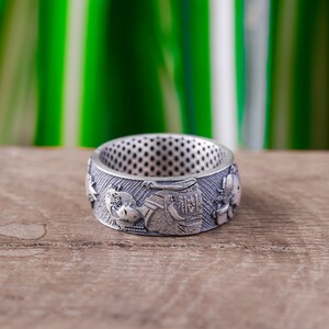Namakubi Geisha Ring Unique Japanese Art Ring Handmade Sterling Silver ...