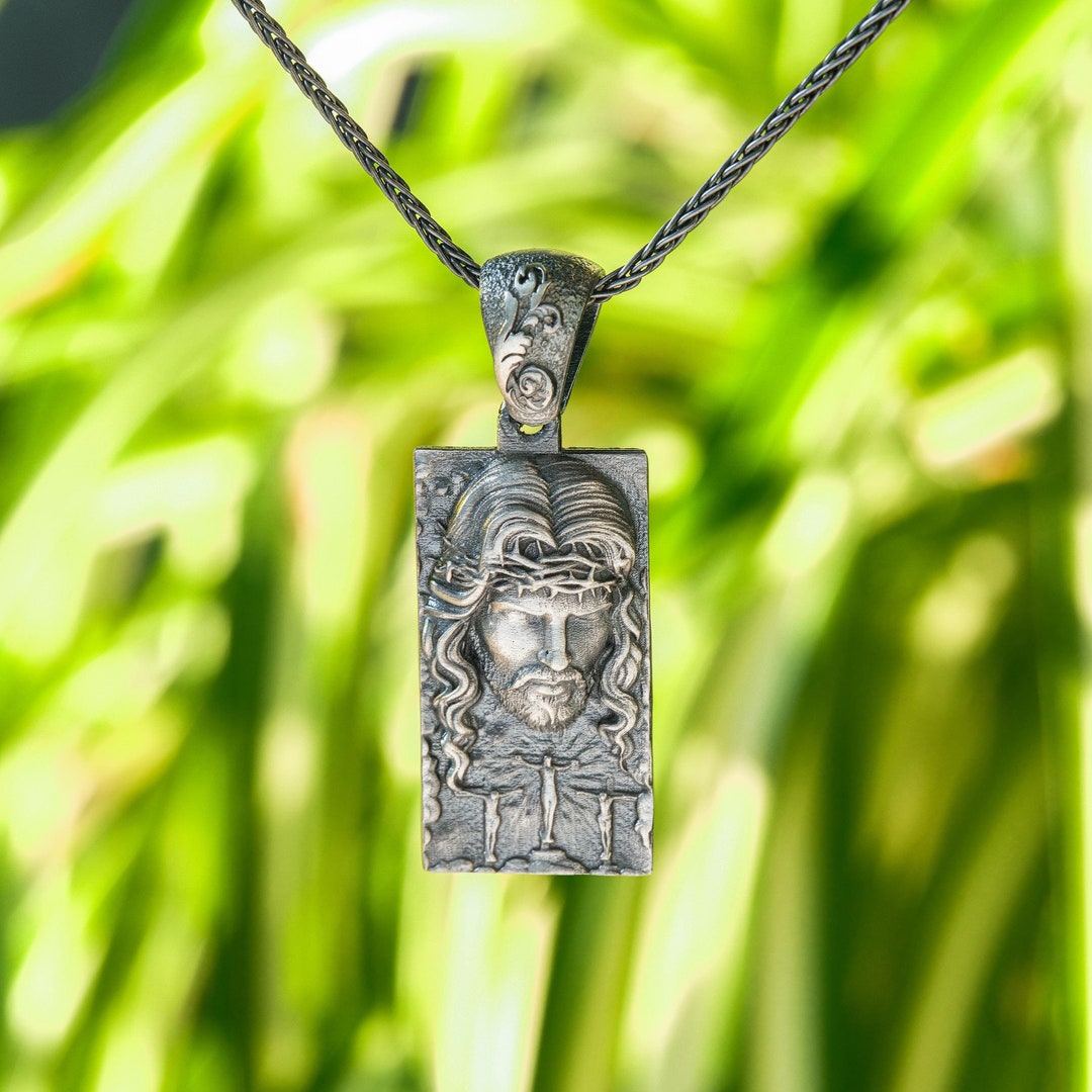 Jesus Pendant, Sterling Silver Catholic Necklace, Religious Jewelry ...