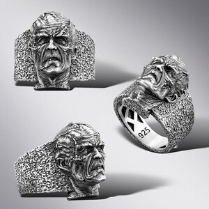 Gothic Zombie Rings for Men Horror Skull Ring Sterling Silver Biker ...