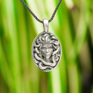 Greek Mythology Necklace, Silver Medusa Pendant, Sterling Gorgon ...