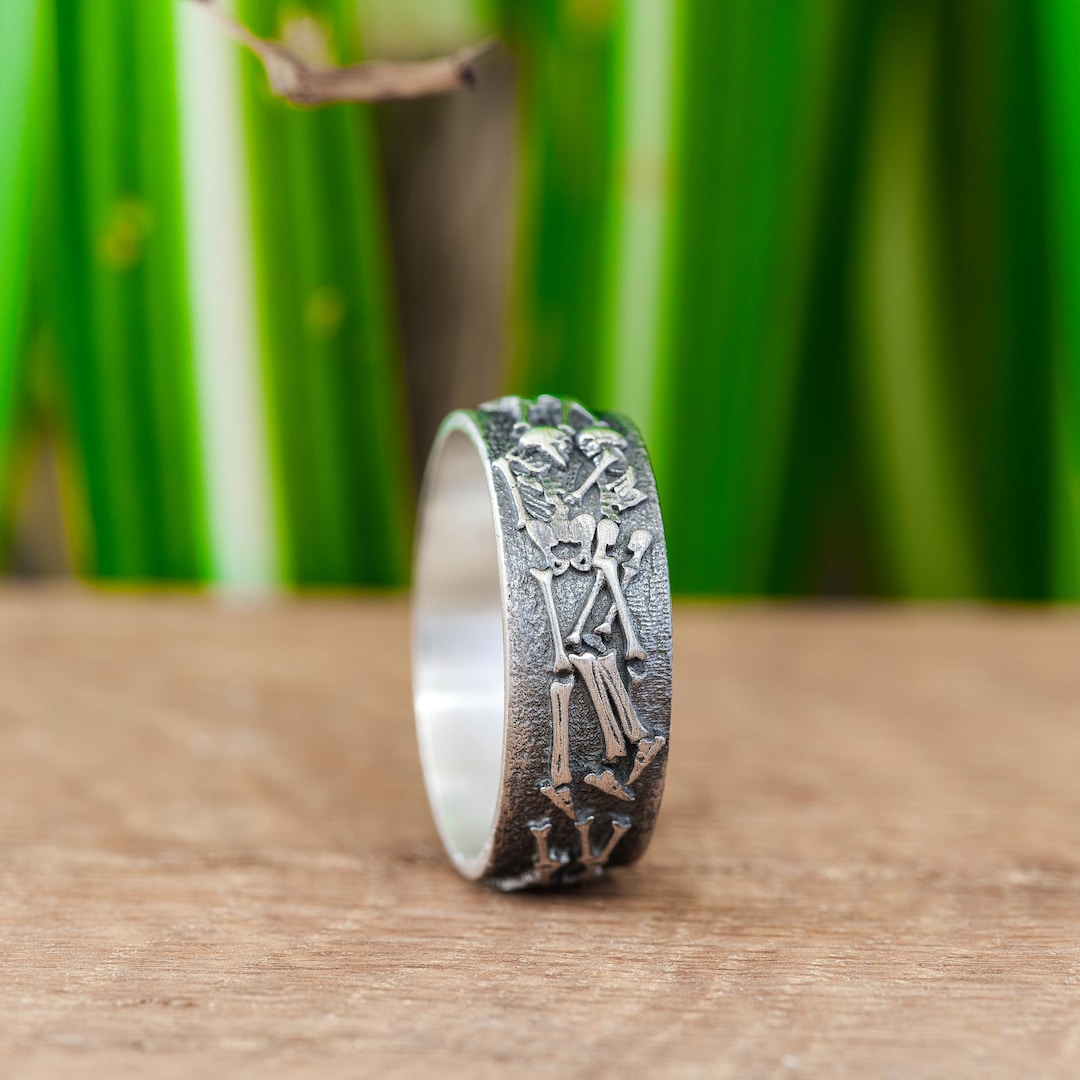 Skeleton Rings for Man Skull Wedding Bone Ring Sterling Silver Couple ...