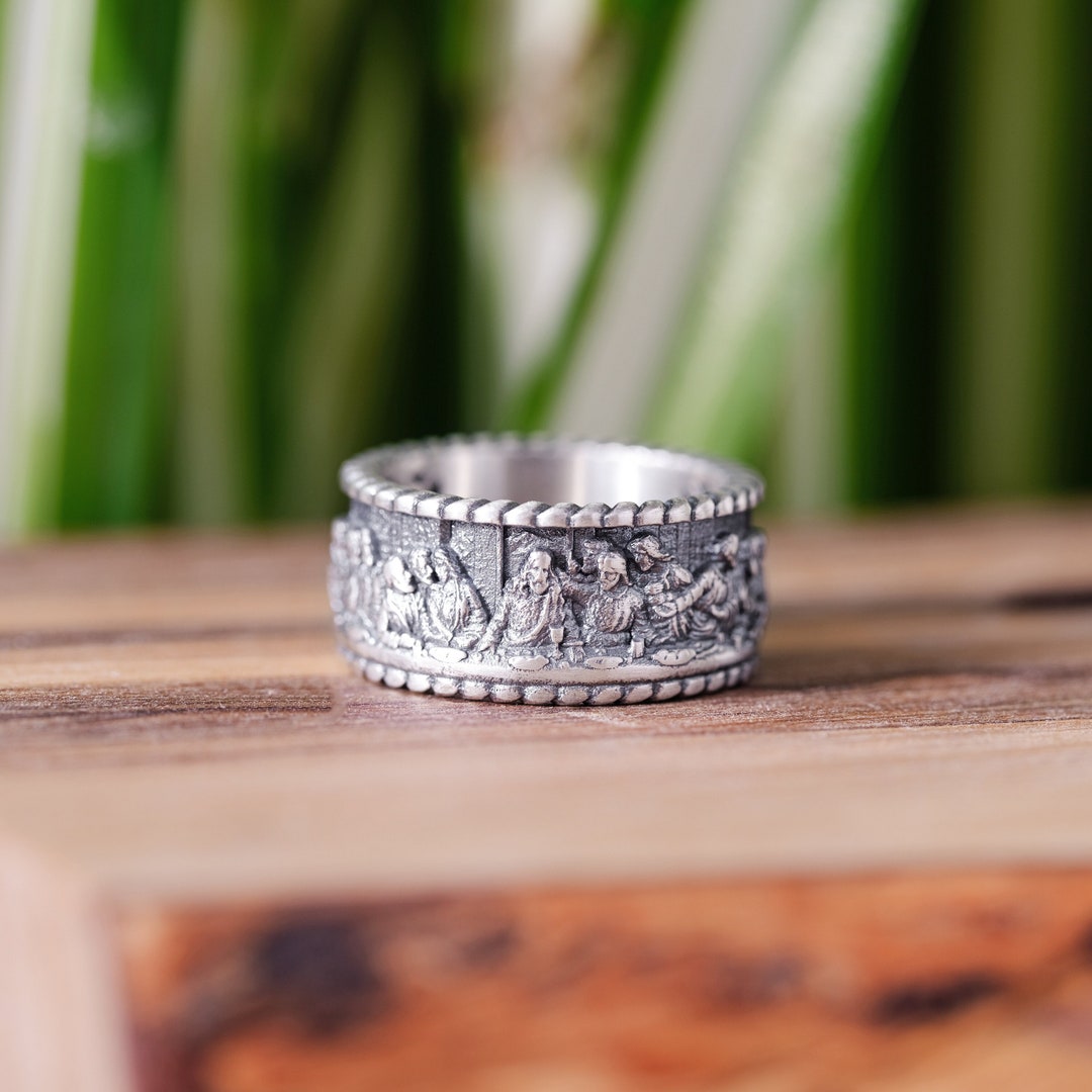 The Last Supper Ring Da Vinci Silver Ring Mens Wedding Band Unique Gift ...