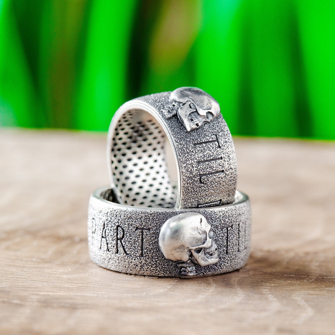 Til Death Do Us Apart Ring Silver Skull Band Handmade Couples Promise ...