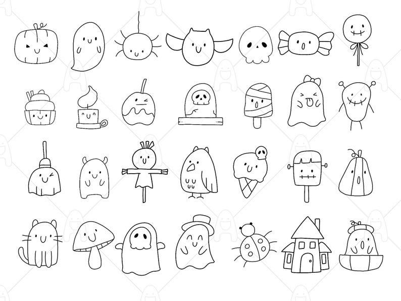 Procreate Doodle Stamp Brushes, Cute Halloween Procreate Stamp Brushes ...