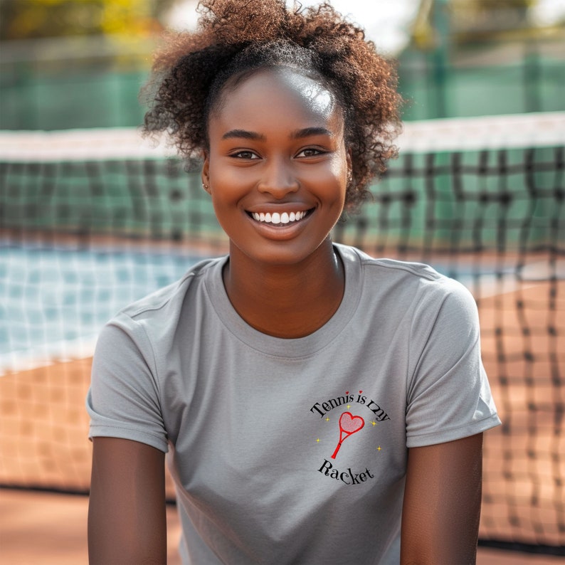 Women's Tennis T-shirt 'tennis is My Racket' Heart Design Cute & Fun ...