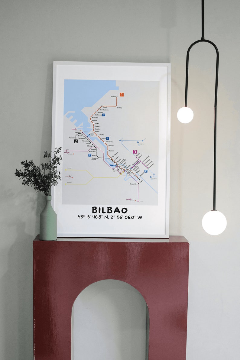 Bilbao Metro Map, Spain / Immediate Download / Printable Poster / Urban ...