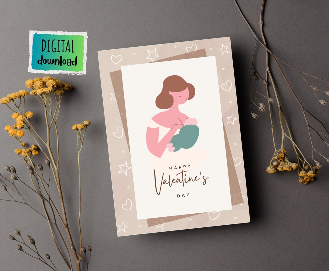 Printable Happy Valentines Day Card Mother and Child Gift Card Mothers ...