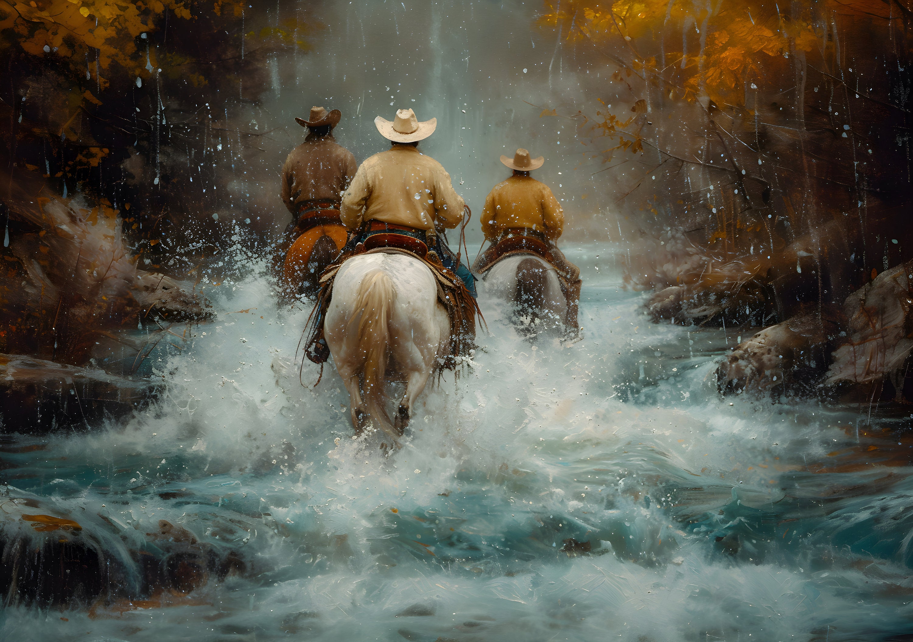 Cowboy Poster Western Wall Art Artwork Painting Print Wild West Old ...