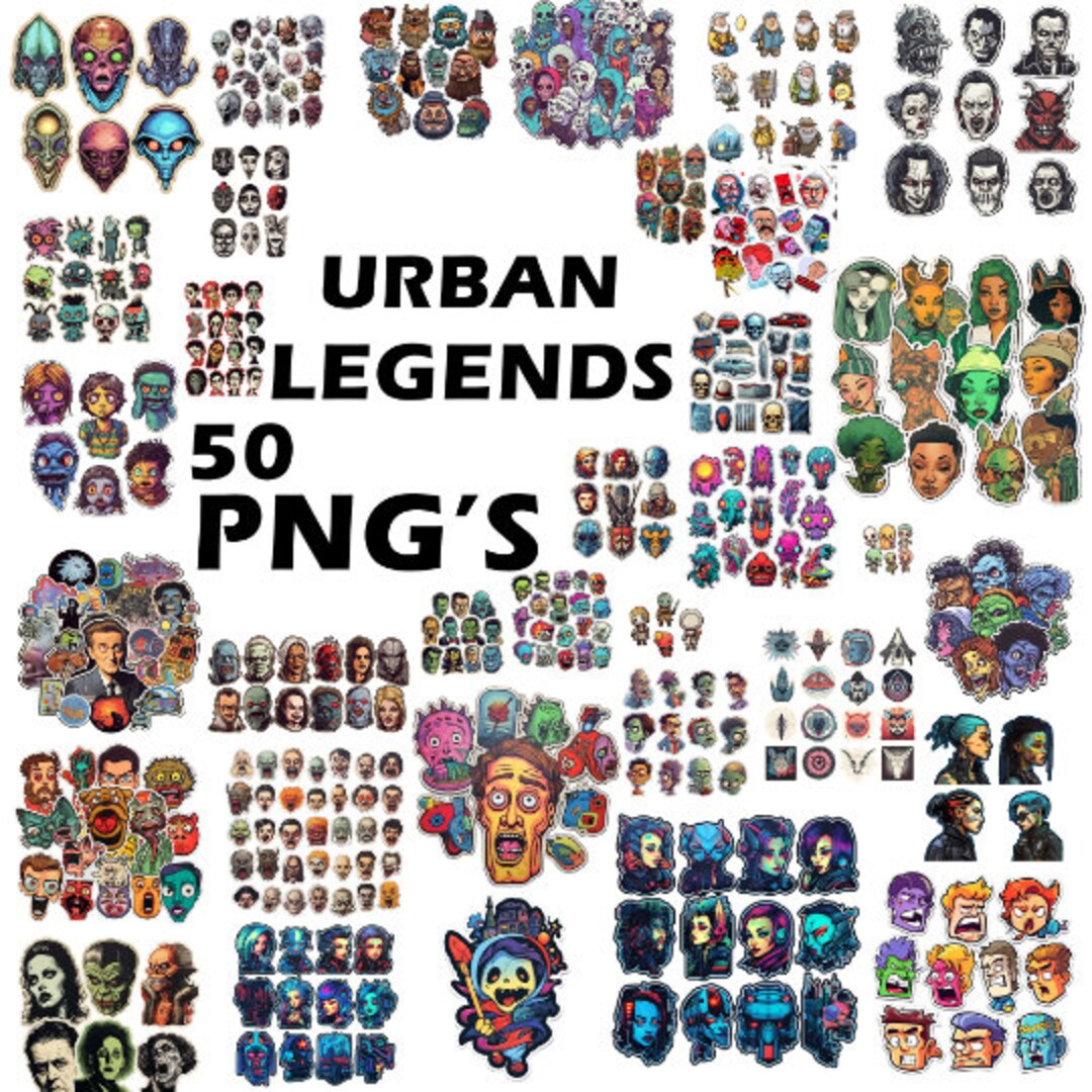Urban Legends Digital Sticker Urban Clipart, Trap Sublimation Design ...