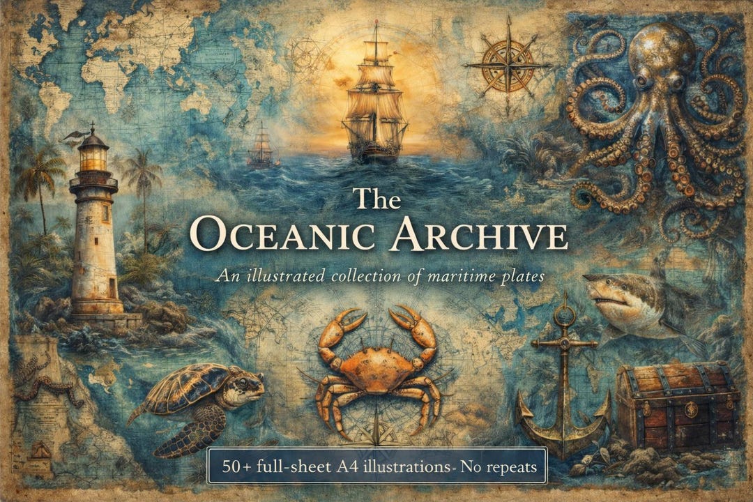 Oceanic Junk Journal Kit, Vintage Nautical Ephemera (digital Download ...