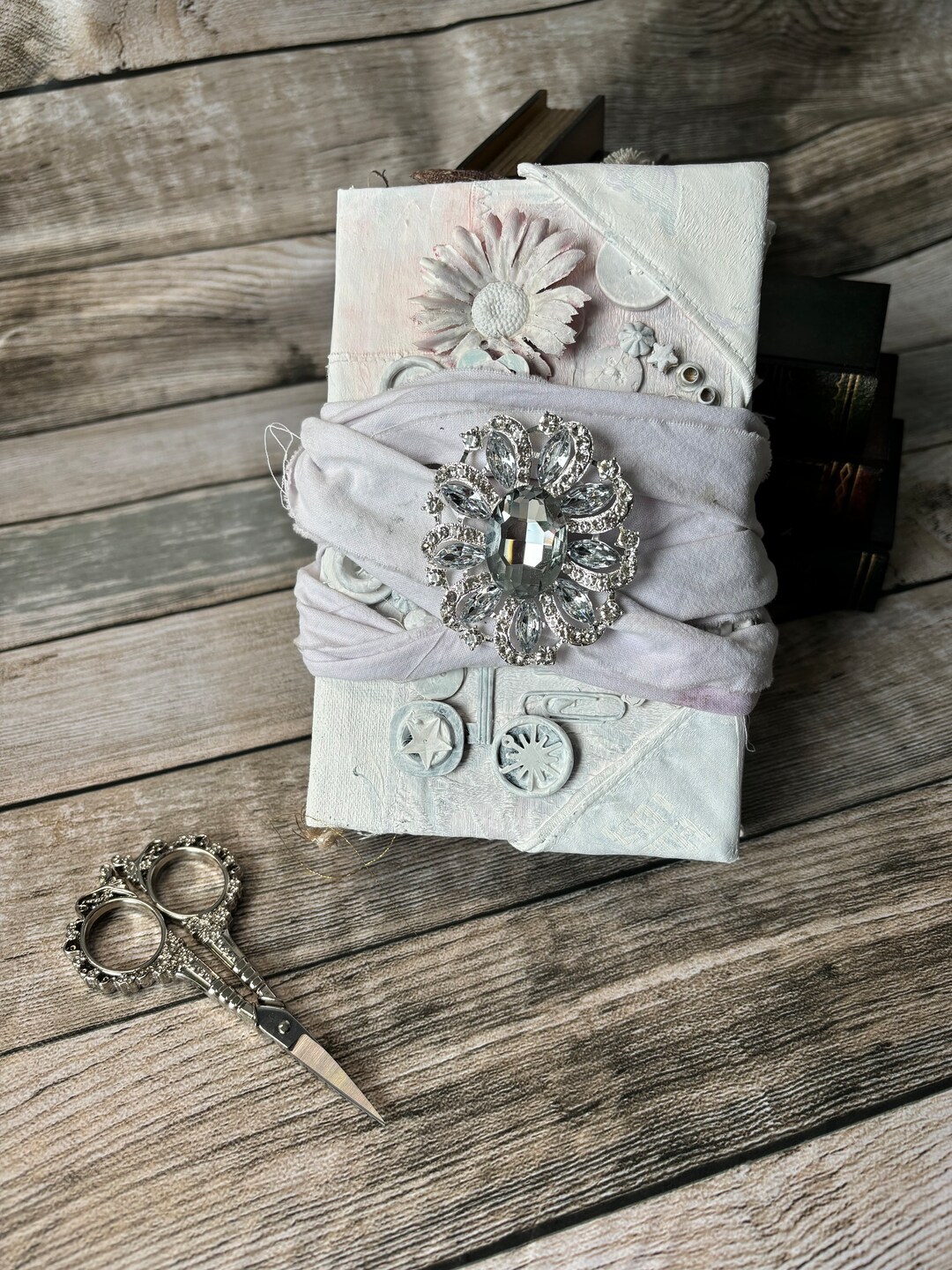 Junk Journal Handmade Book Embellished Book Chunky Bulky Unique White ...