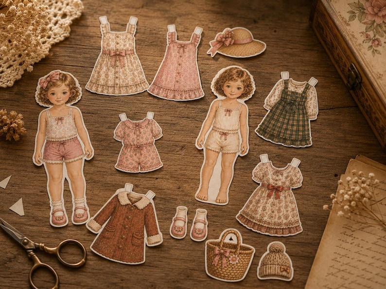 Vintage Paper Doll Kit | Dress-up Collection, Seasonal Outfits ...