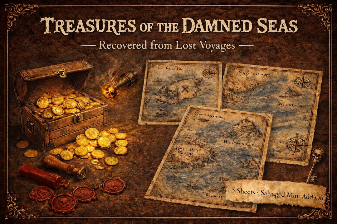 Add on Digital Kit Pirates With Coins, Treasure Chests, Seals and ...