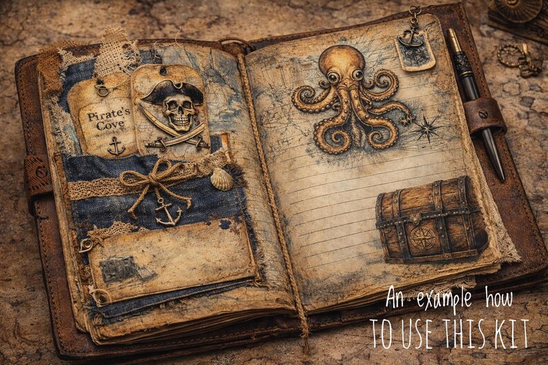Oceanic Junk Journal Kit, Vintage Nautical Ephemera (digital Download ...