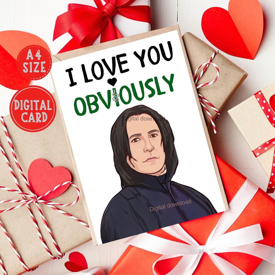 I Love You Obviously Snape Funny Valentine Card Printable Magical Gift ...