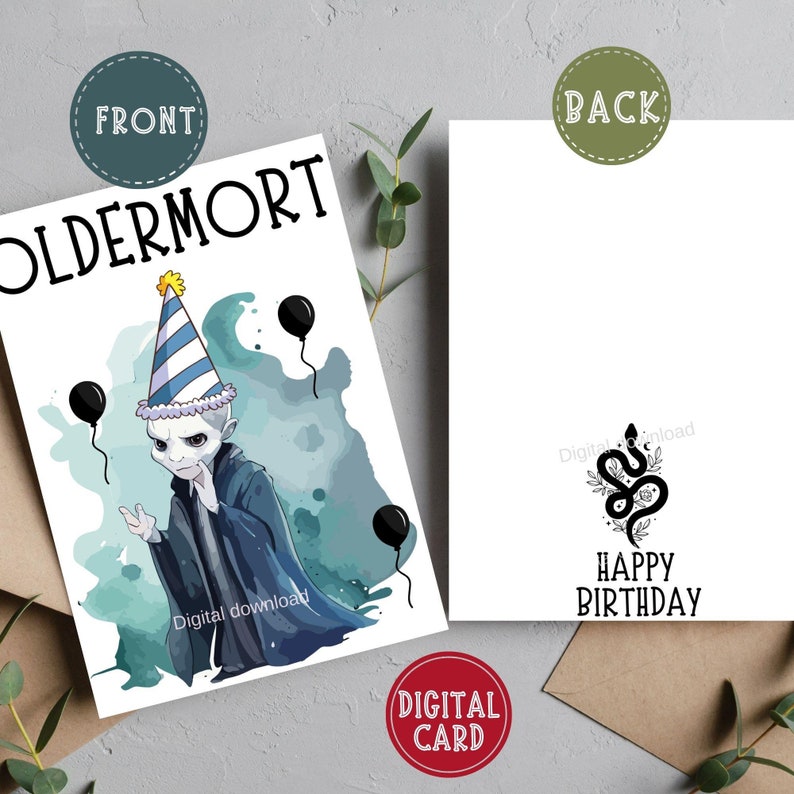 Oldermort Funny Birthday Card Printable Magical Gift Wizard School ...