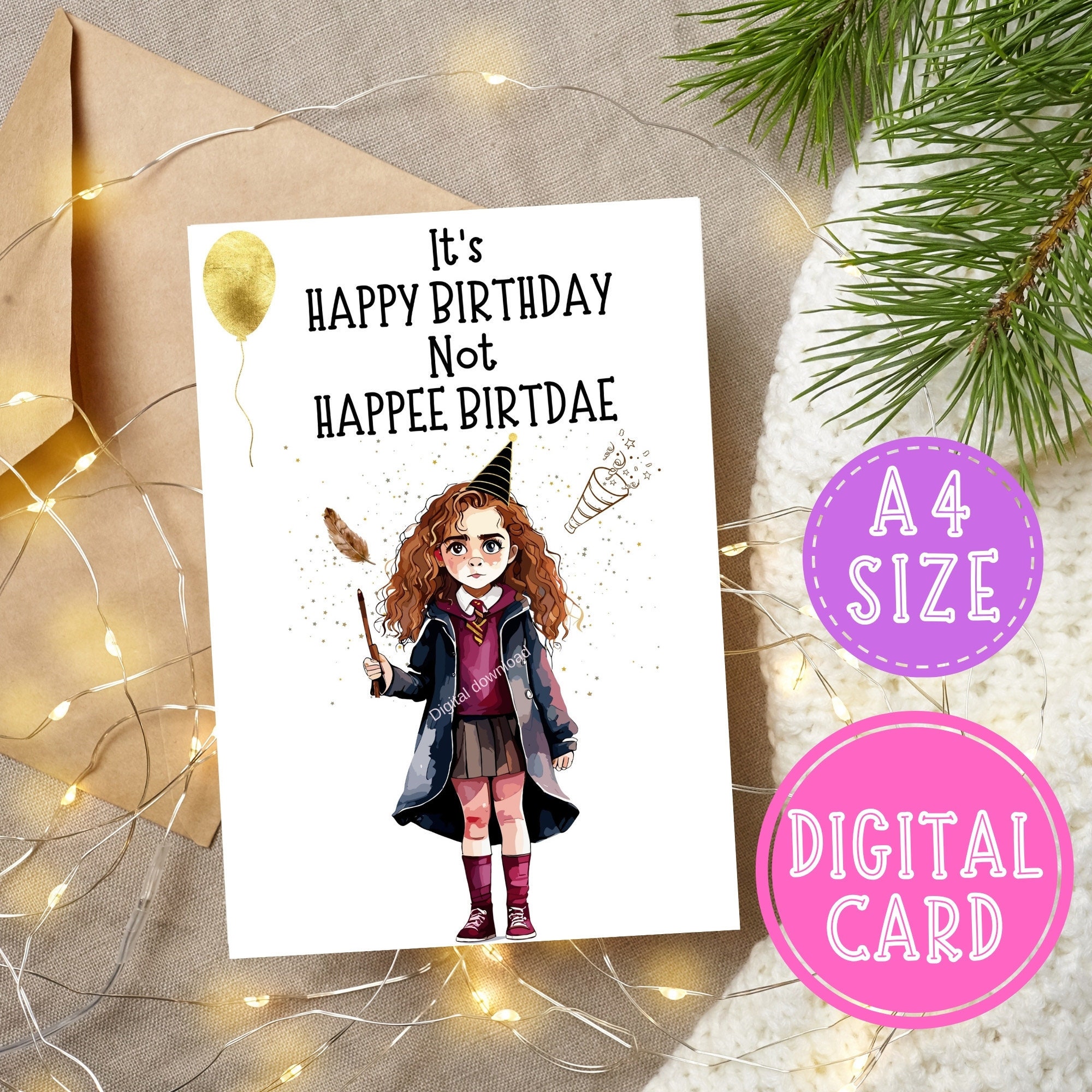 Hermione Funny Birthday Card Printable Magical Gift Wizard School ...
