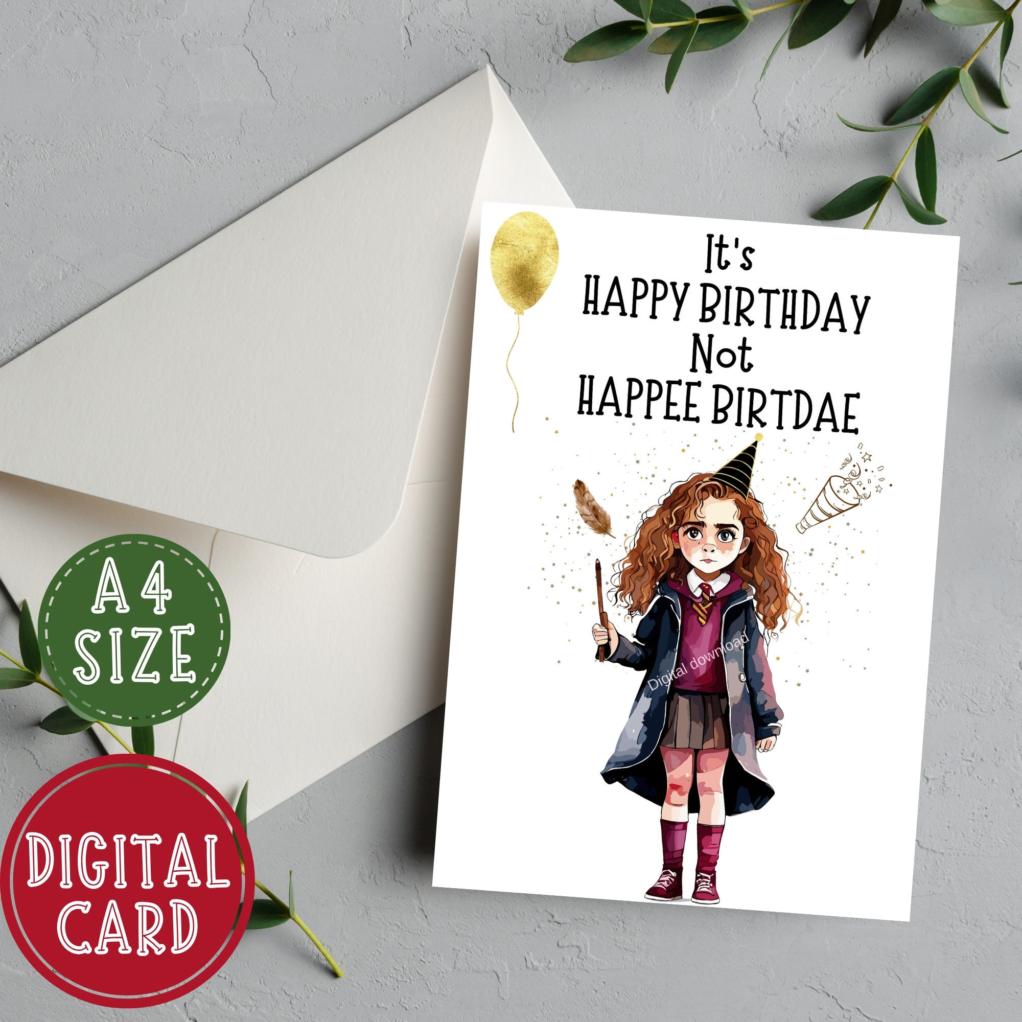 Hermione Funny Birthday Card Printable Magical Gift Wizard School ...