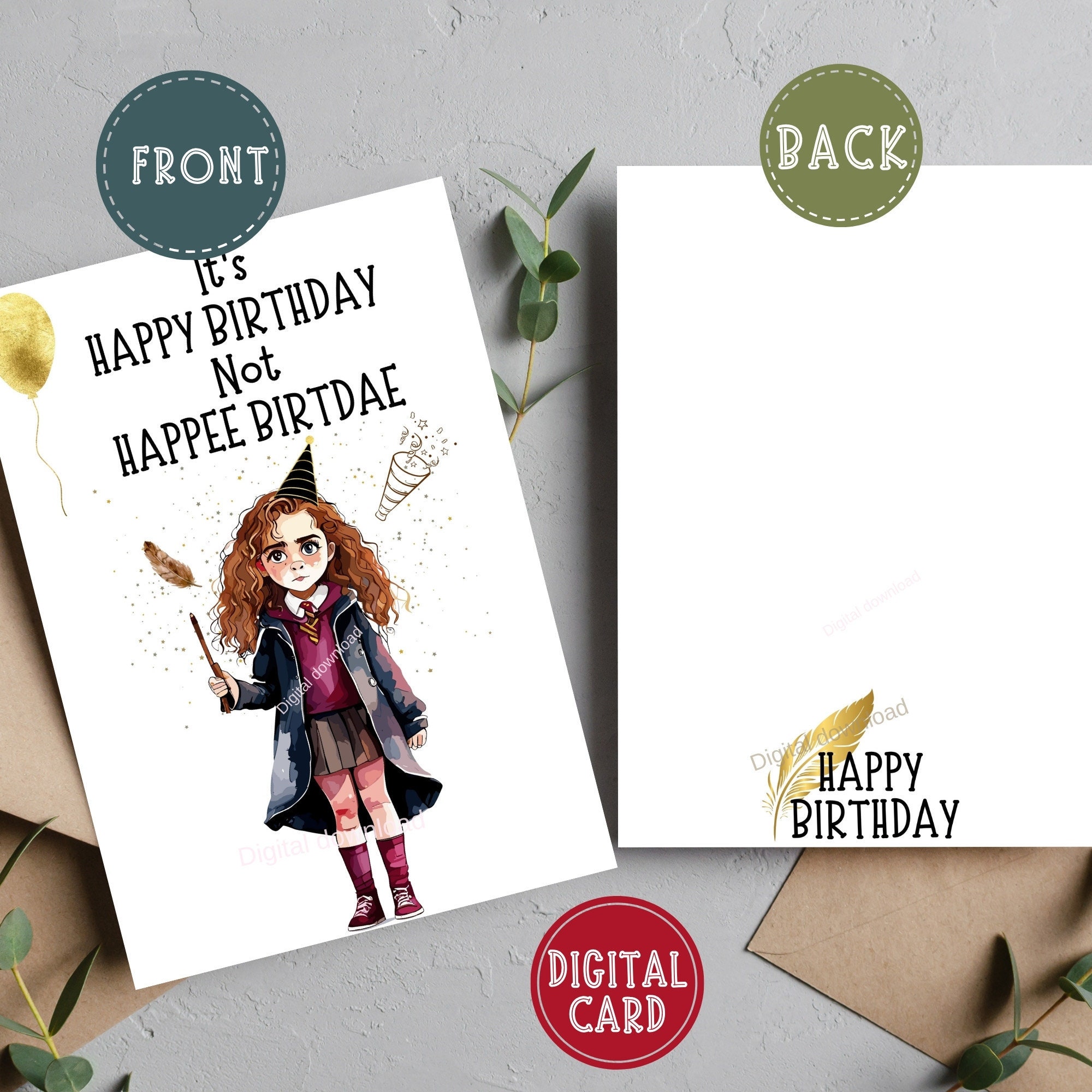 Hermione Funny Birthday Card Printable Magical Gift Wizard School ...