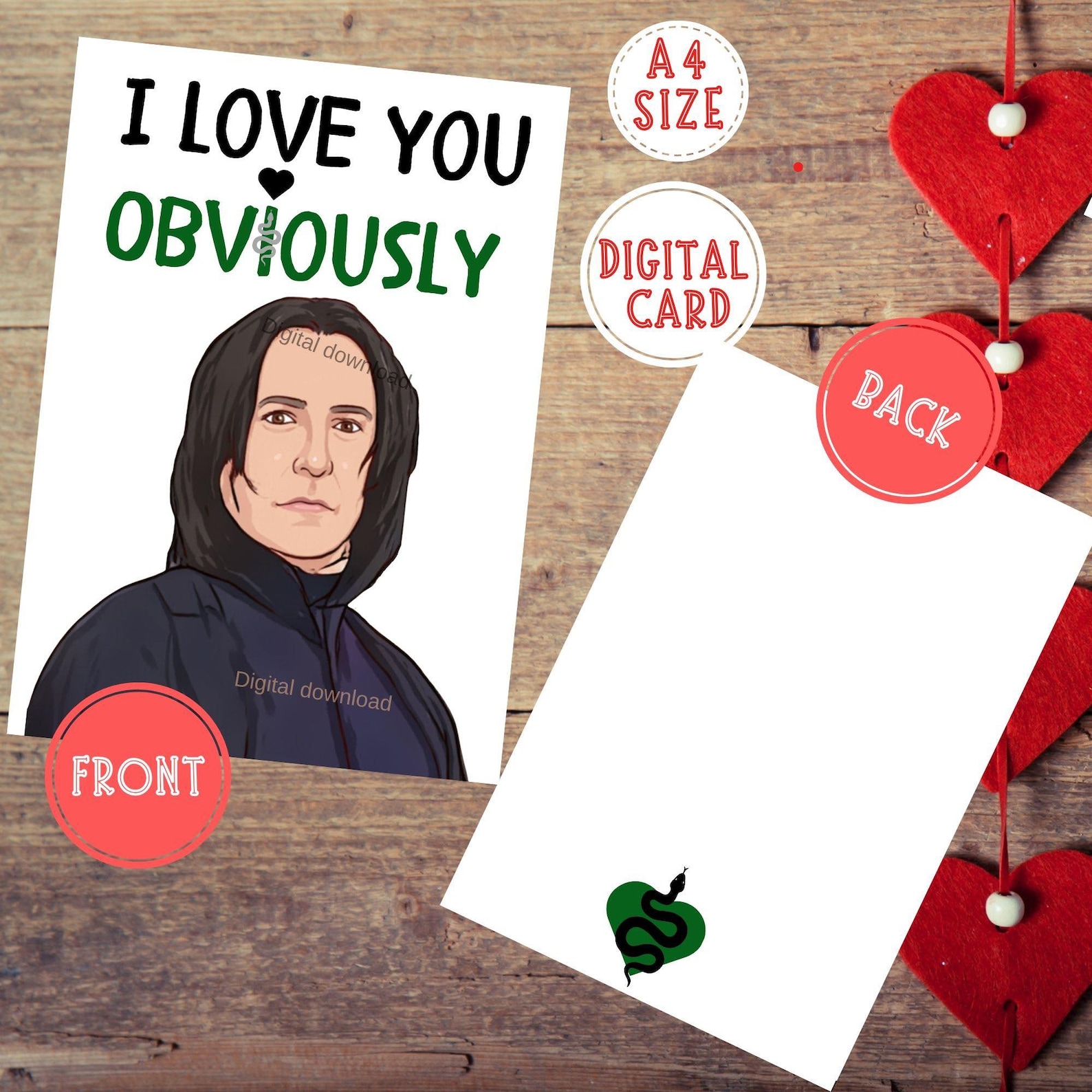 I Love You Obviously Snape Funny Valentine Card Printable Magical Gift ...