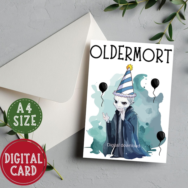 Oldermort Funny Birthday Card Printable Magical Gift Wizard School ...