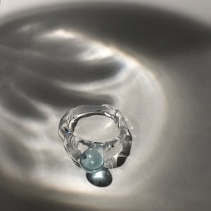 Light Blue Bubble Glass Ring - Sleek Minimalist Borosilicate Jewelry ...