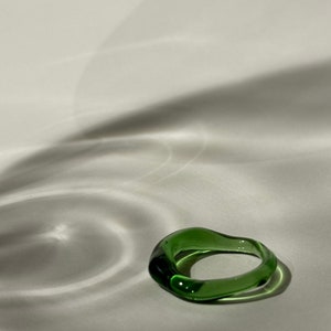 Handmade Forest Green Glass Ring: Minimalist Borosilicate Jewelry - Etsy