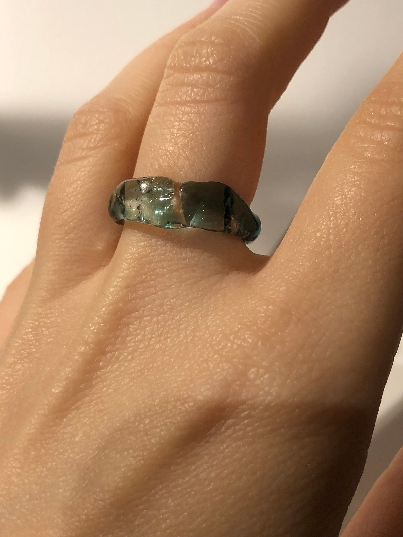 Handcrafted Turquoise Glass Ring: Water Drop Design - Etsy