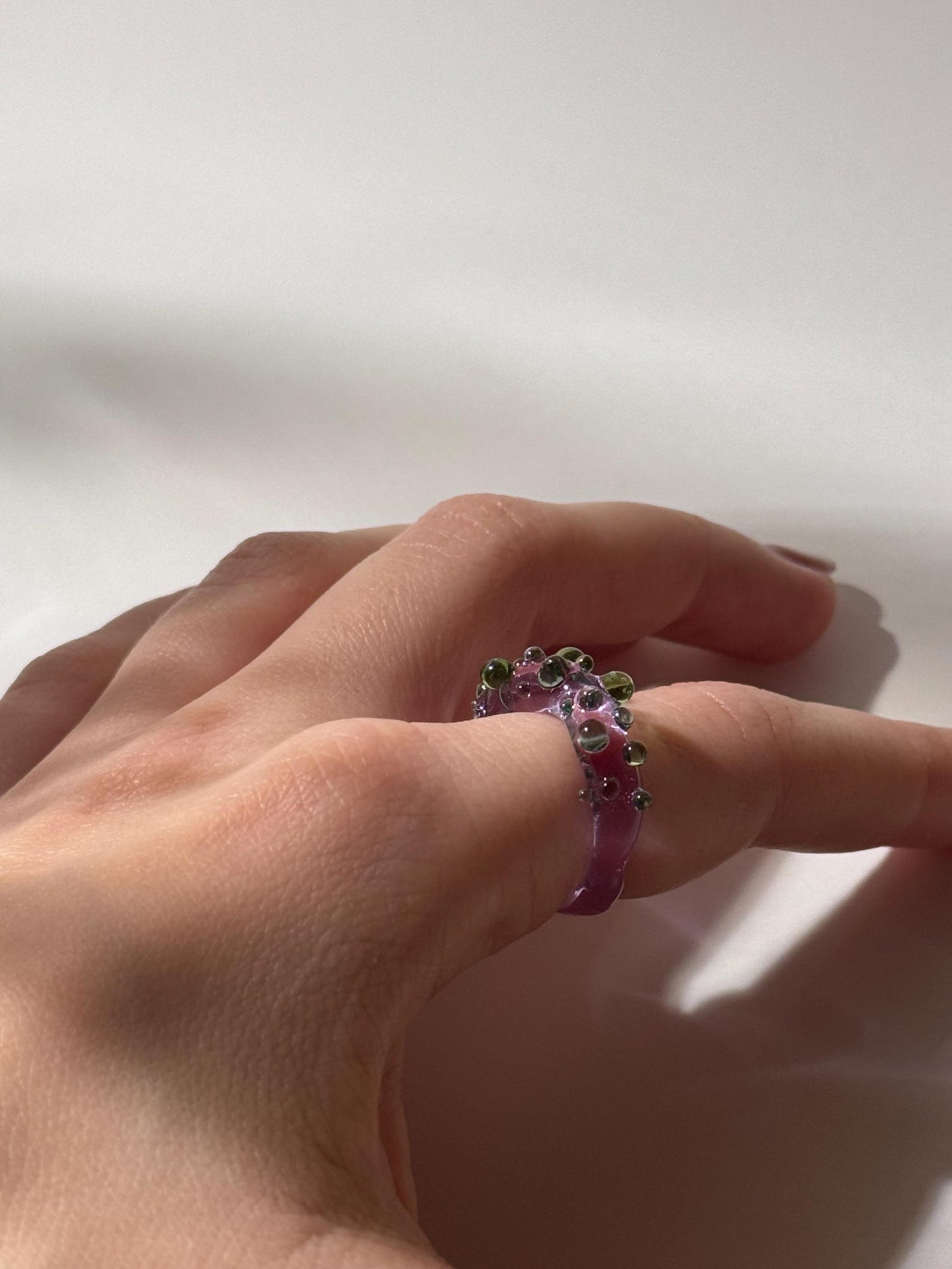 Handmade Purple Dotted Glass Ring: Borosilicate Minimalist Jewelry - Etsy