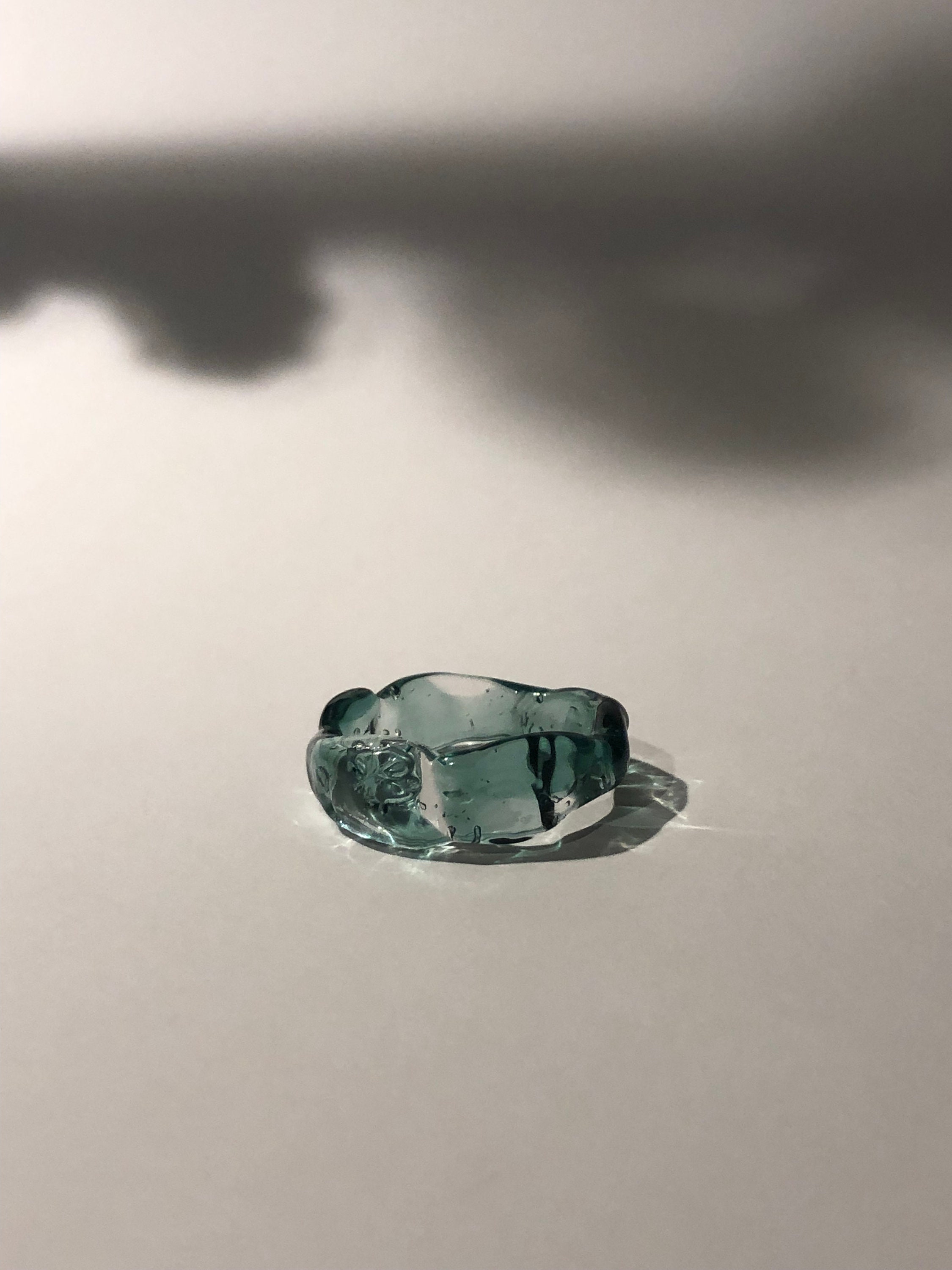 Handcrafted Turquoise Glass Ring: Water Drop Design - Etsy